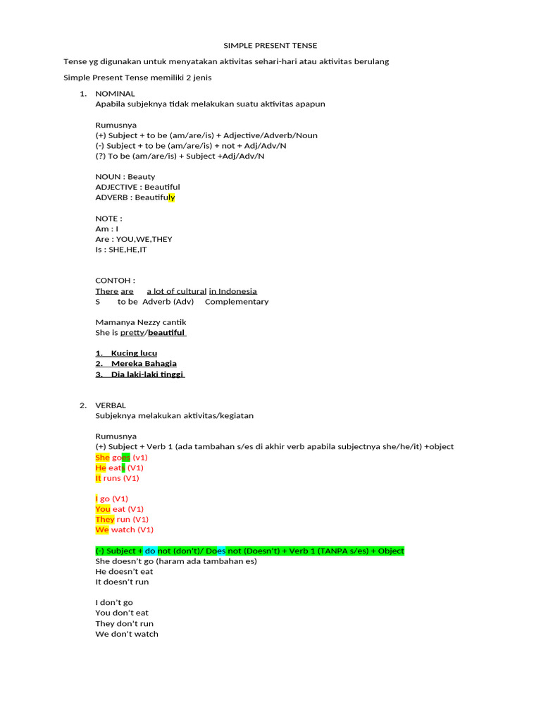 Simple Present Tense - Nezzy | PDF