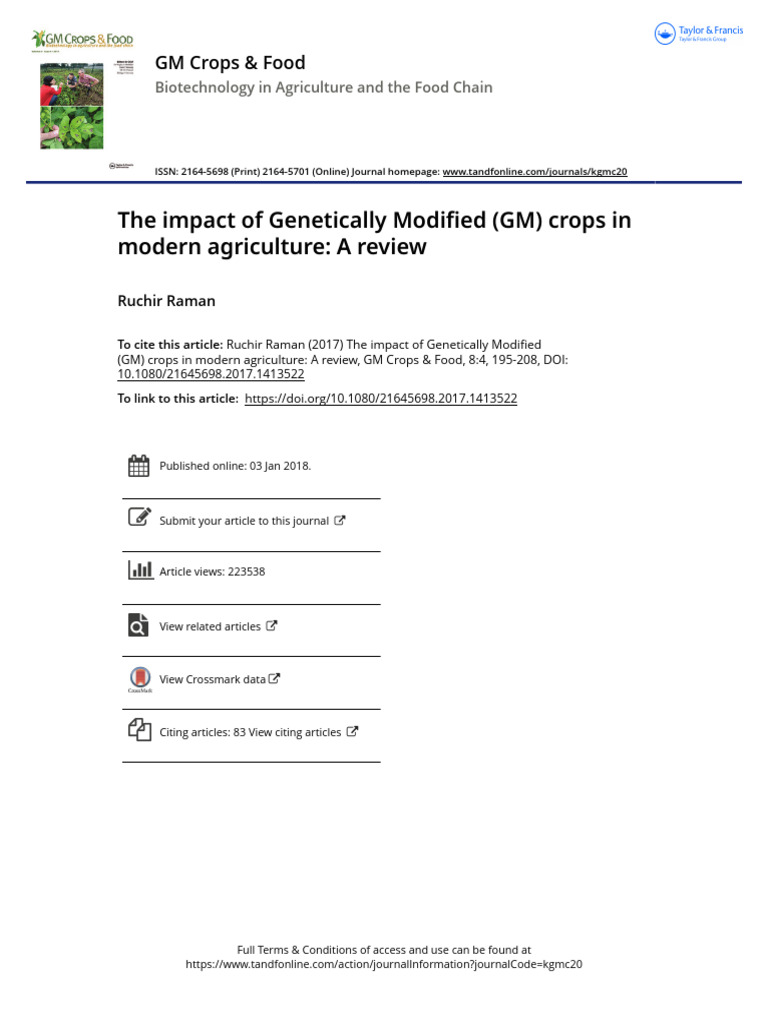 The Impact of Genetically Modified GM Crops in Modern Agriculture A ...