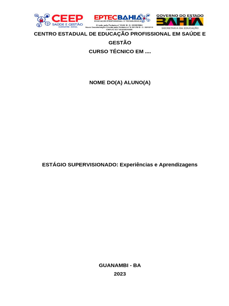 Modelo de Relatorio Ceep 2023 | PDF | Estágio | Procura de Emprego