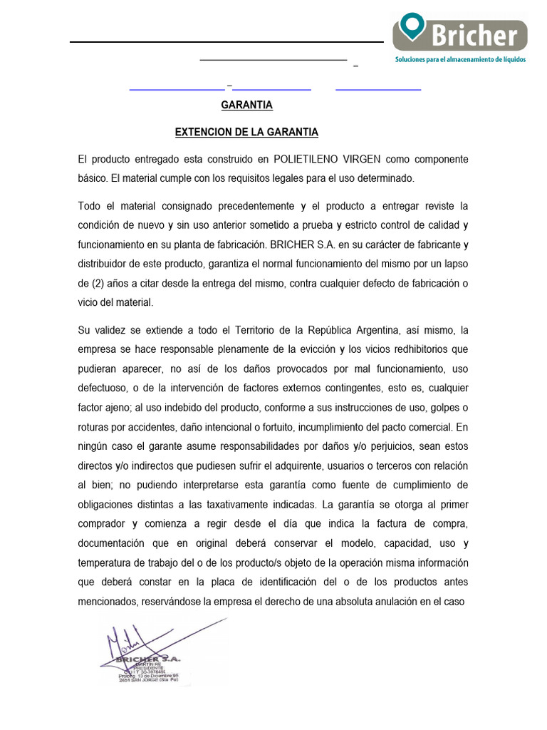Garantia Bricher | PDF
