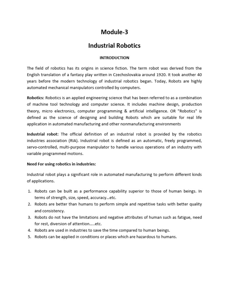Module 3 - Industrial Robotics | PDF | Rotation | Cartesian Coordinate ...
