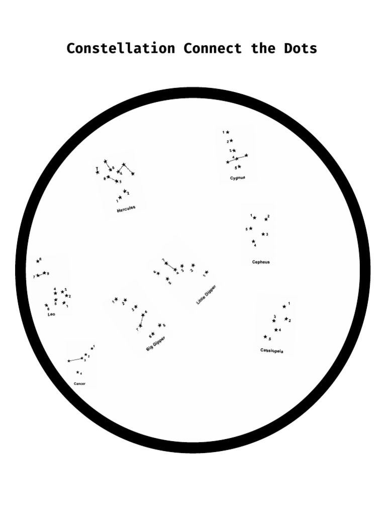 Constellation Connect The Dots | PDF | Constellation | Astronomical Objects