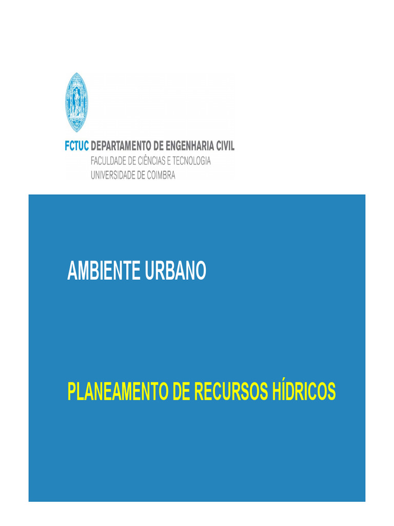 11- AmbUrb 2025-2026 11 - Planeamento de Recursos Hídricos (1) | PDF ...