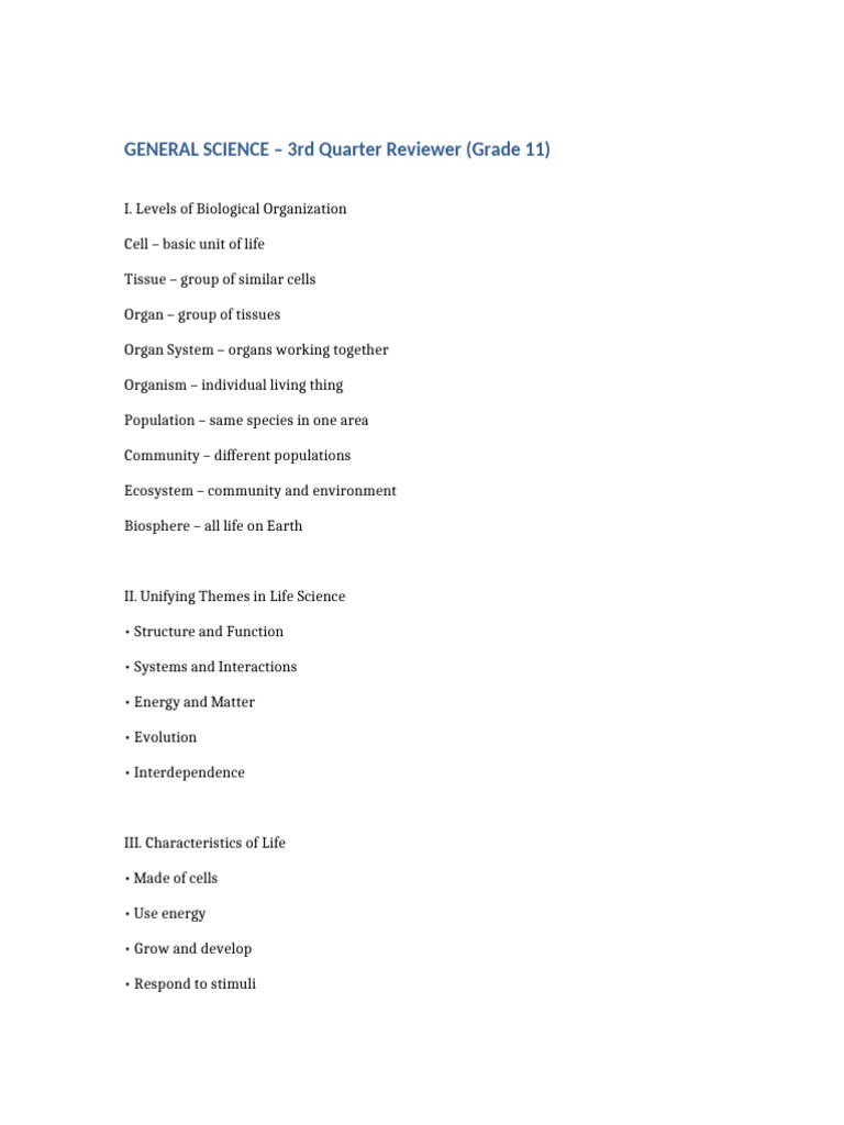General Science 3rd Quarter Reviewer | PDF
