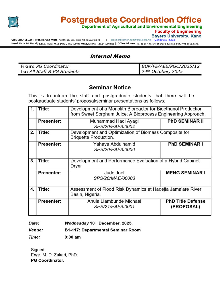 Seminar Notice - December 2025 | PDF