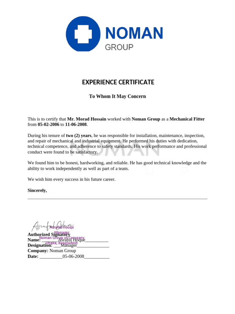 Exprerience of Morad | PDF
