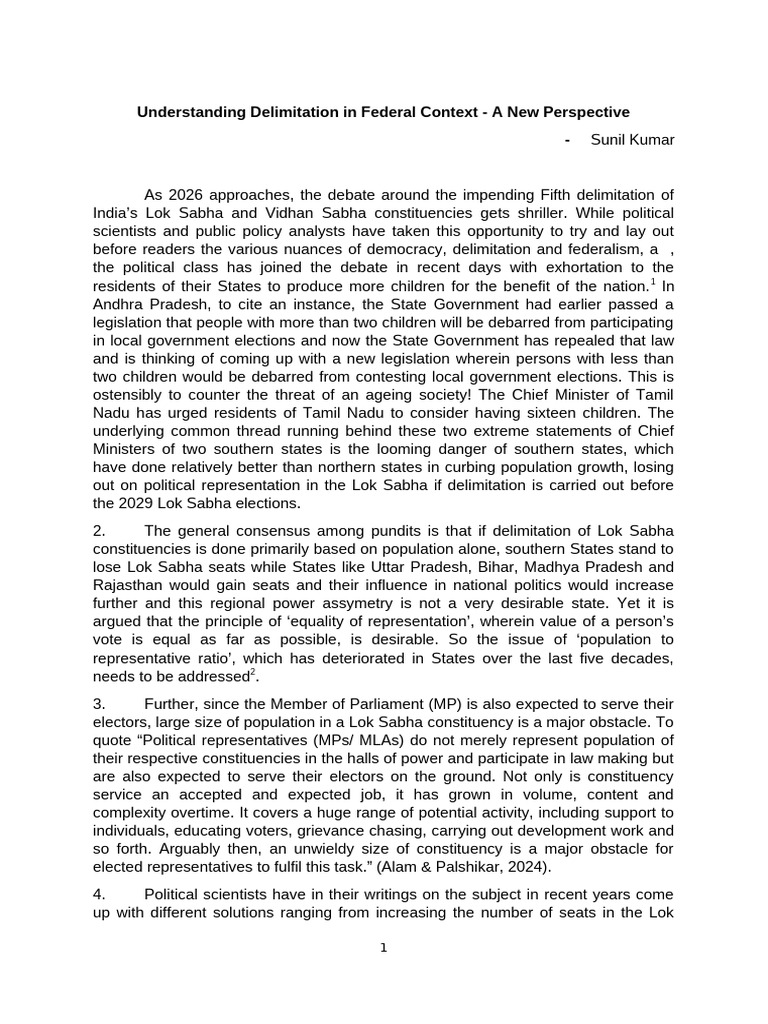 Understanding Delimitation in Federal Context | PDF | Member Of ...