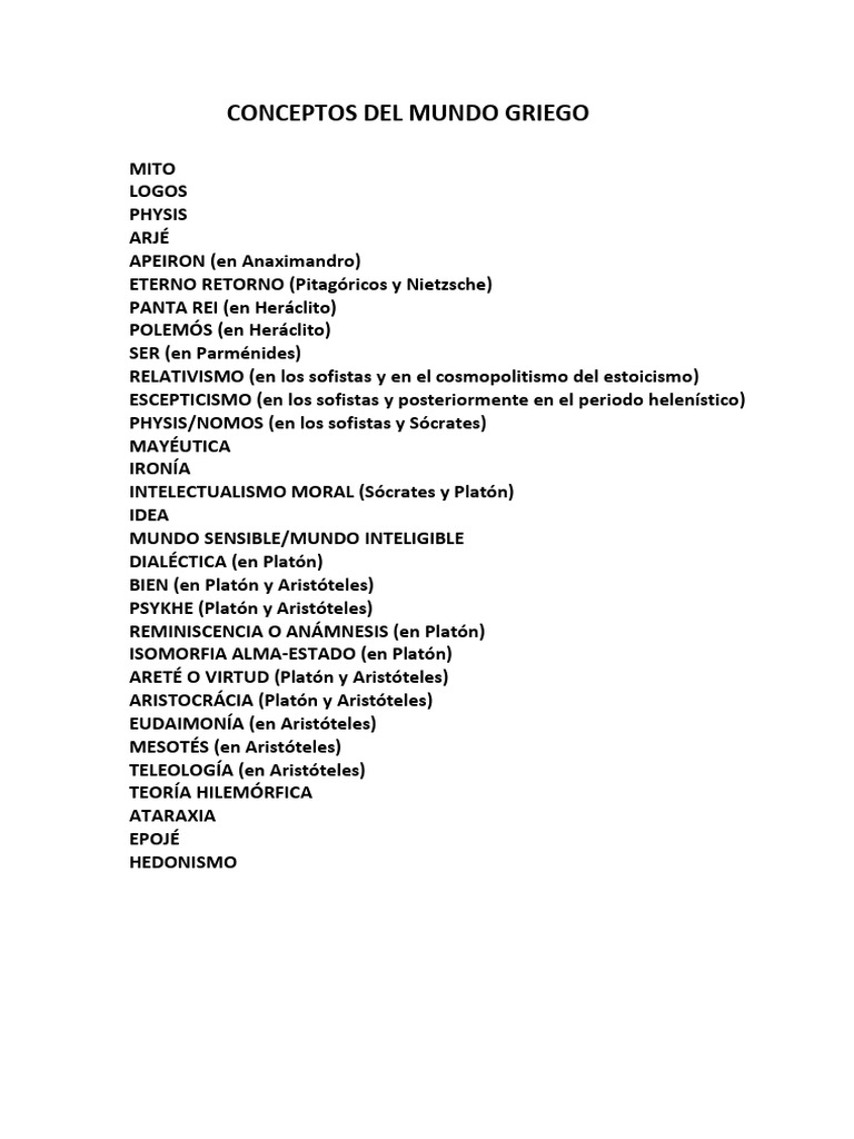 Conceptos Del Mundo Griego | PDF