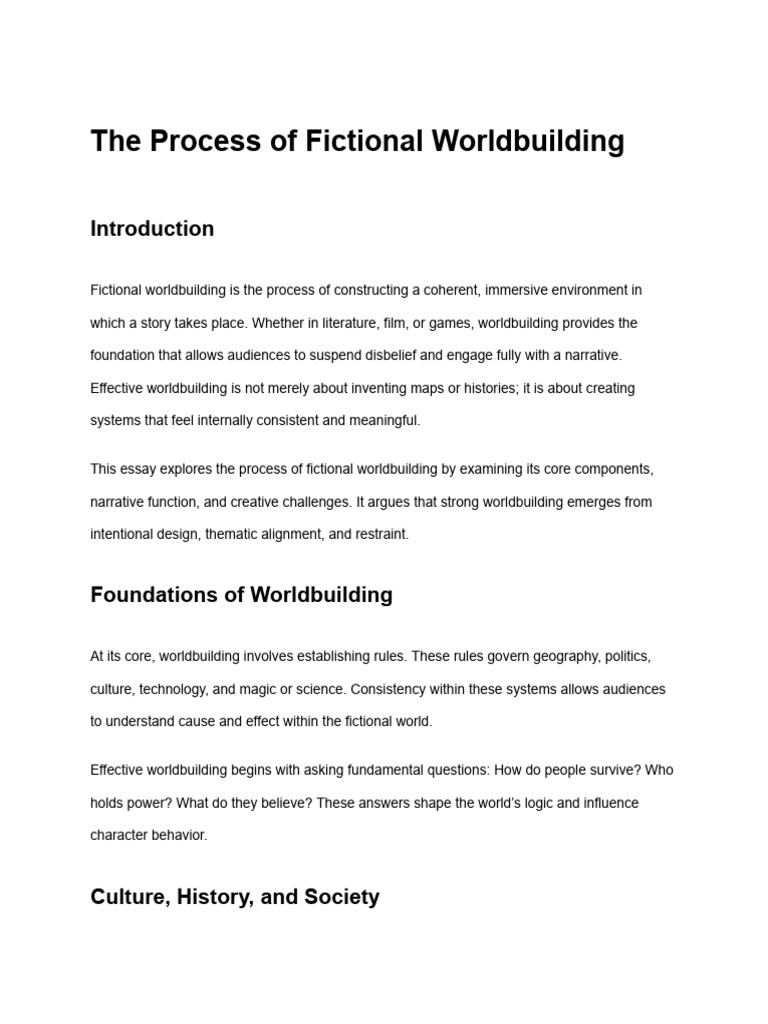 The Process of Fictional Worldbuilding | PDF | Worldbuilding | Narrative