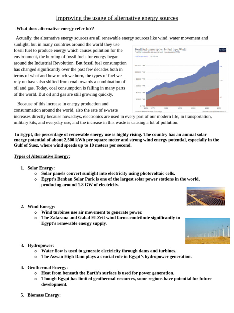 Improving The Usage of Alternative Energy Sources | PDF | Energy ...