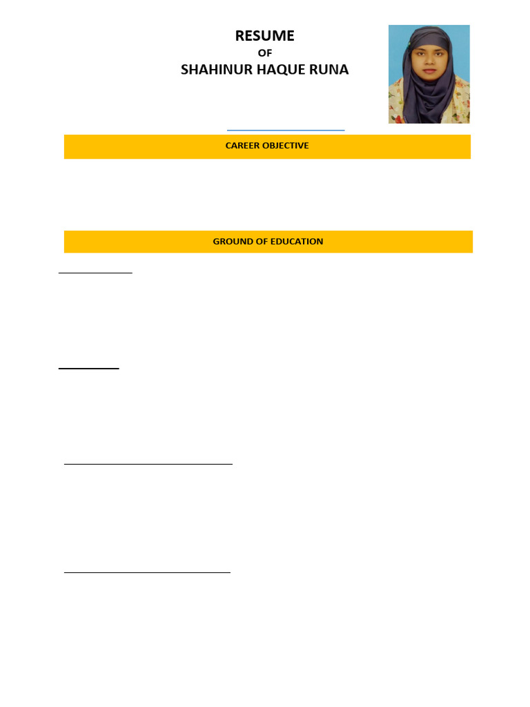 Shahinur Haque Runa CV-1 | PDF
