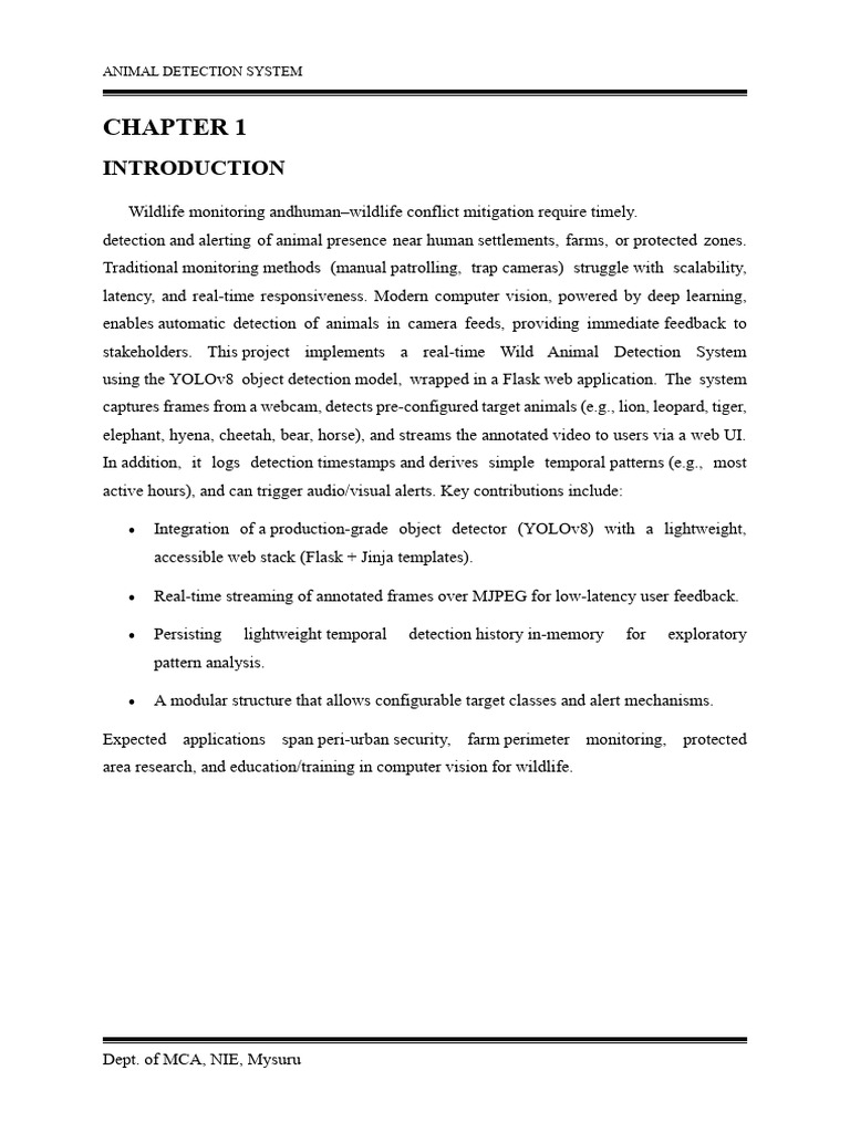 Animal Detection System - Report | PDF | User Interface | Computer Vision