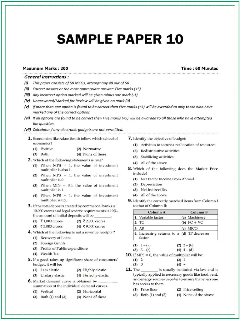 Eco Cuet Sample Paper -2 | PDF