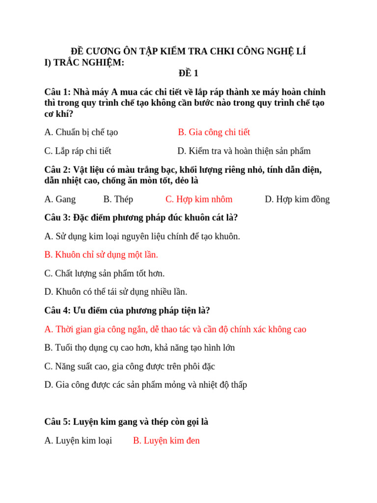 Chki Công Nghệ Lí | PDF