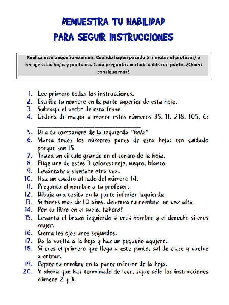 Instrucciones Guia | PDF