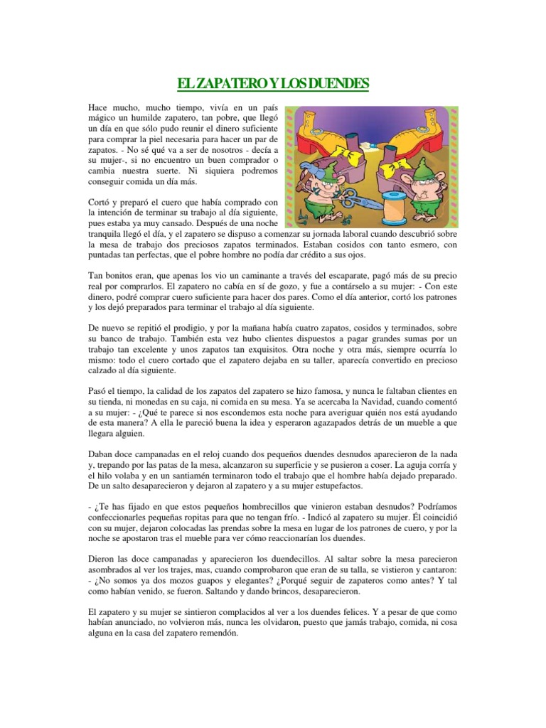 El Zapatero y Los Duendes | PDF | Dinero | Bancos