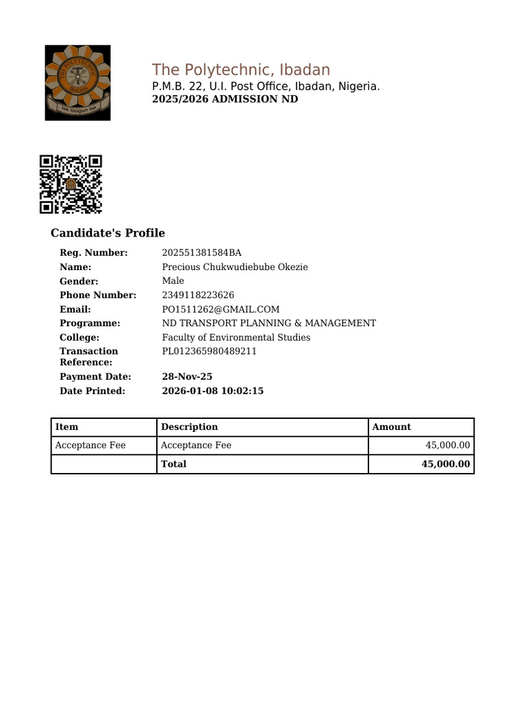 Acceptance Payment Slip | PDF