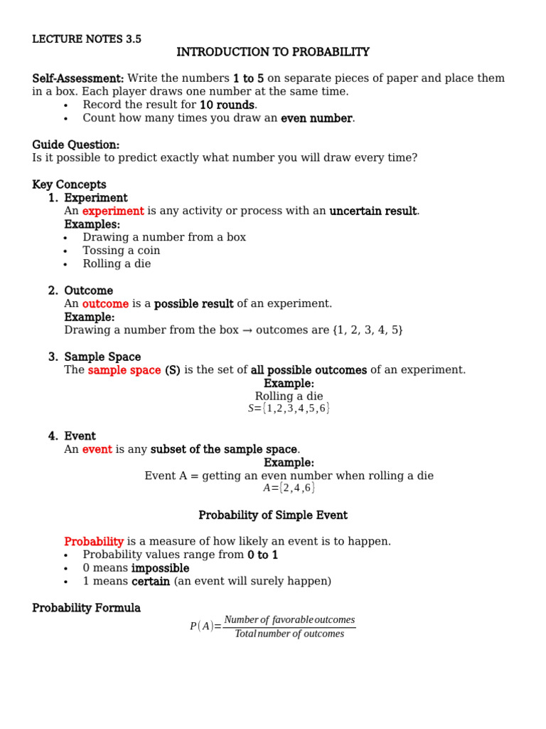 Lecture Notes 3.5 - Introduction To Probability | PDF | Probability ...
