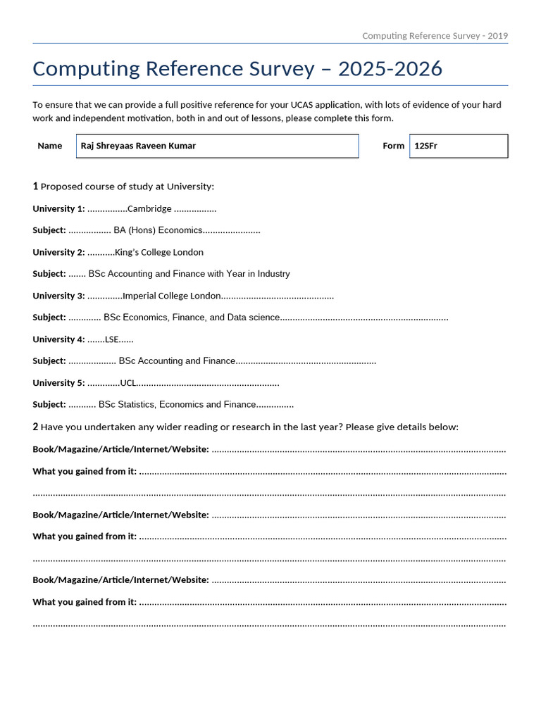 Computing Reference Survey 2025-2026 | PDF