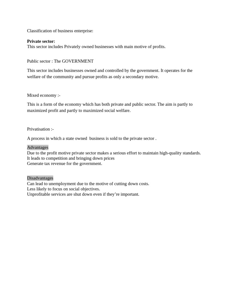 Classification of Business Enterprise | PDF