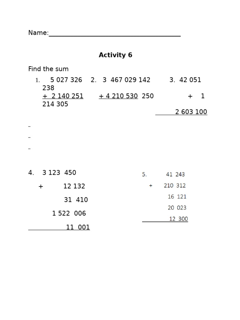 Week 2 - Addition and Subtraction | PDF | Subtraction | Elementary ...
