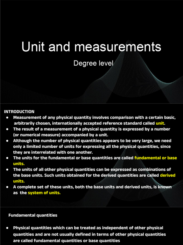 Unit and Measurements SLIDES PDF | PDF