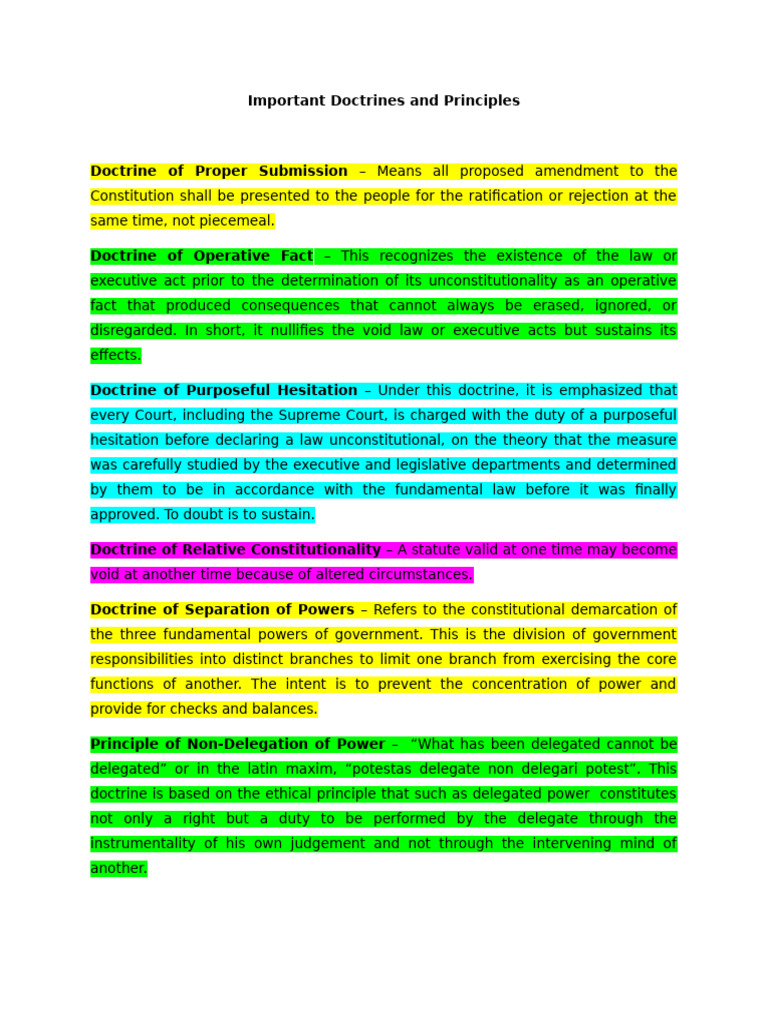 Important Doctrines and Principles | PDF | Overbreadth Doctrine | Legal ...