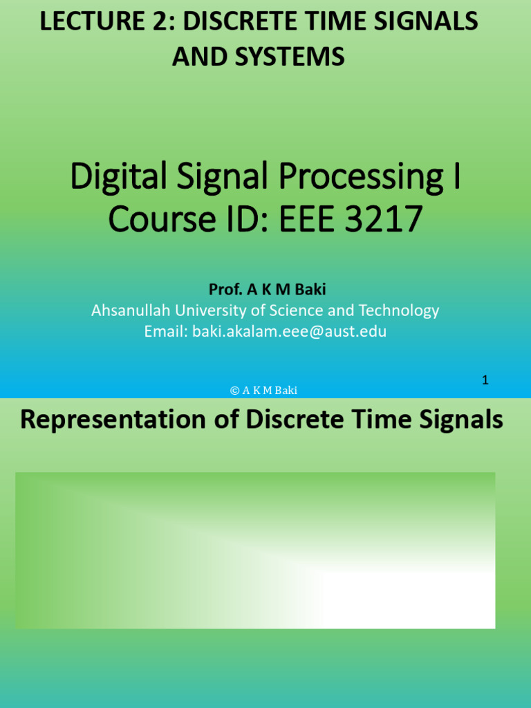 Eee-3217-Lect 2-Discrete Time Signals and Systems | PDF | Discrete Time ...