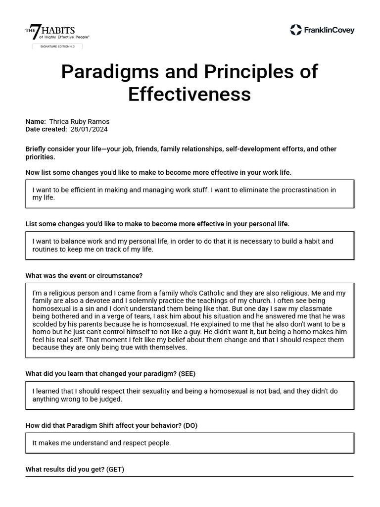 Paradigms and Principles of Effectiveness | PDF