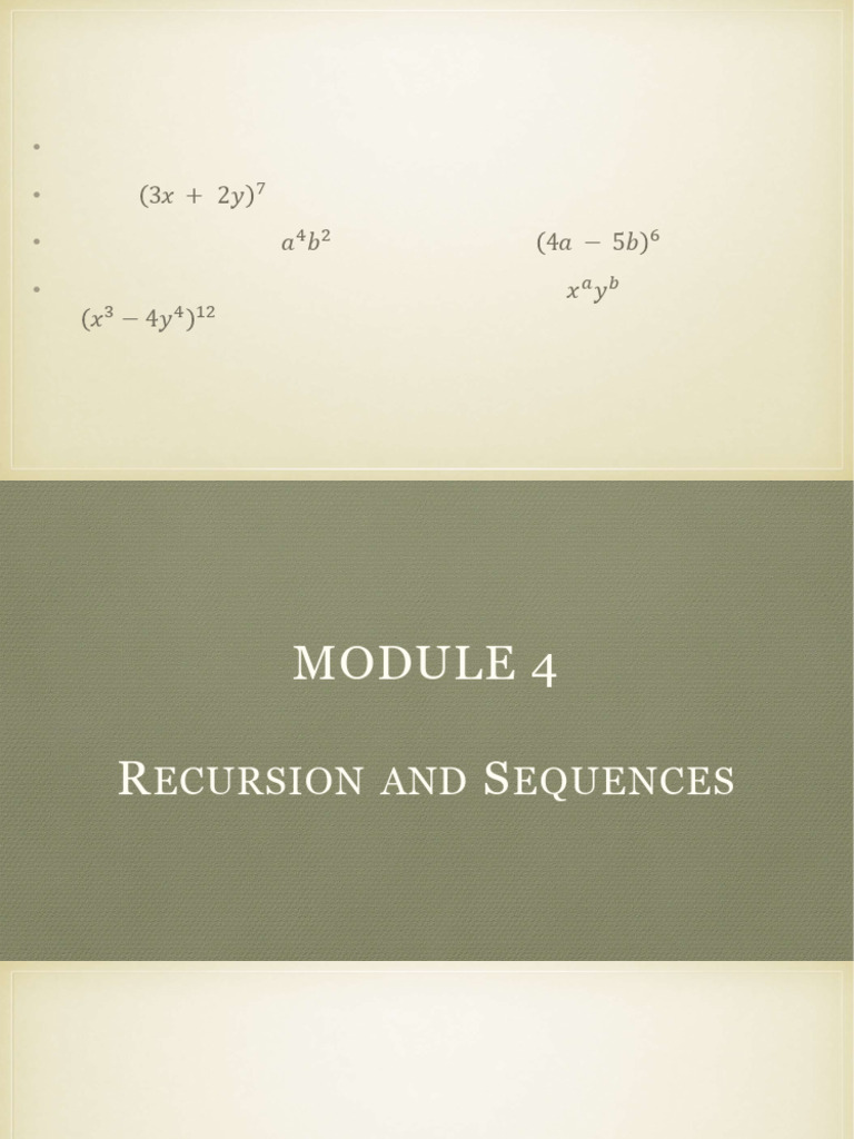 Module 4 - Recursion and Sequence | PDF | Sequence | Recurrence Relation