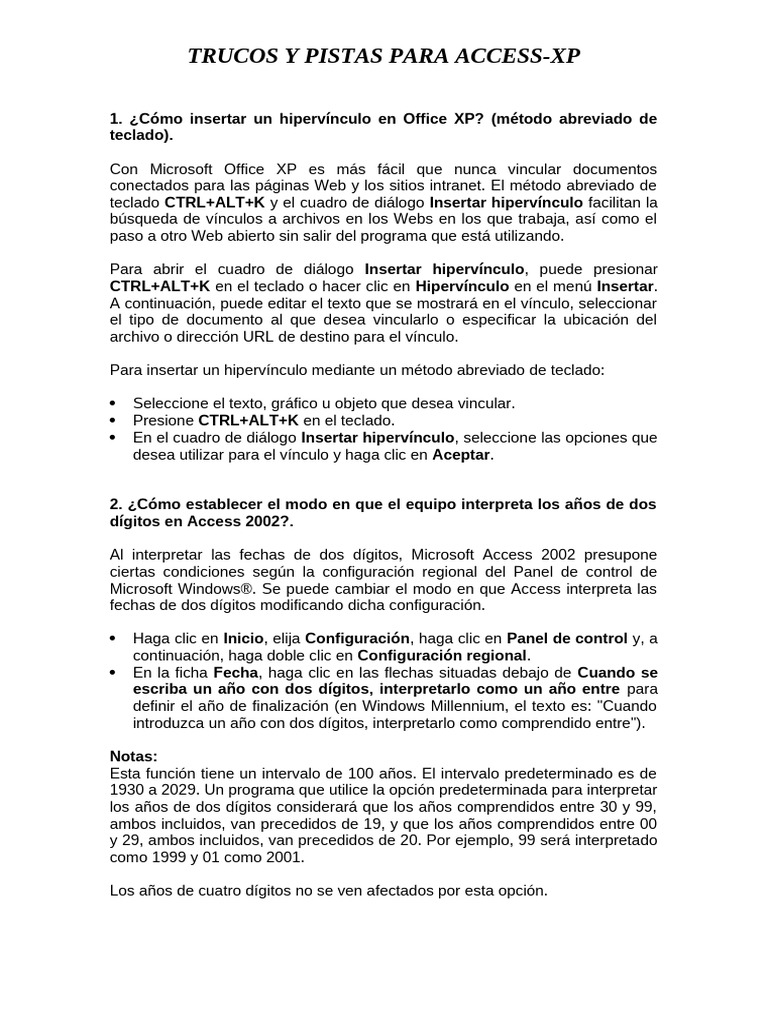 Trucos y Pistas para Access-XP | PDF | Botón (Computación) | Ventana ...