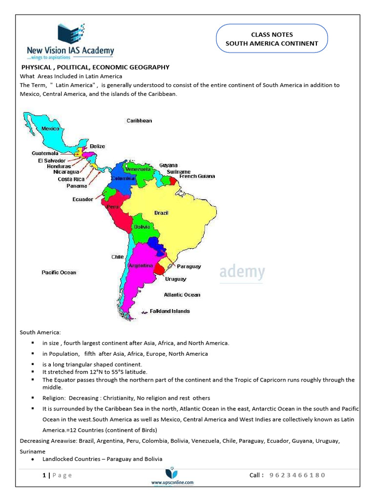 Notes South America Continent | PDF | South America | Americas