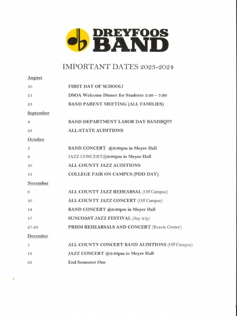 Band Calendar | PDF