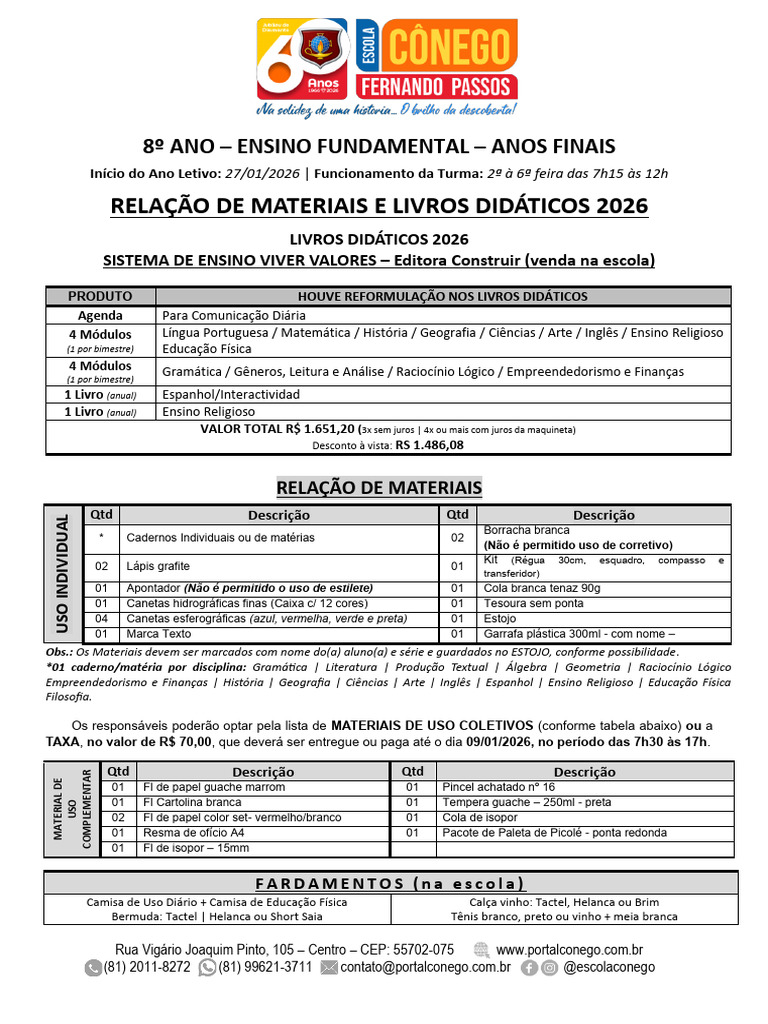 8º Ano - EF 2026-1 | PDF
