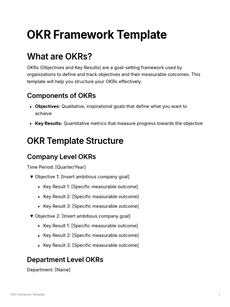 OKR Framework Template-1 | PDF