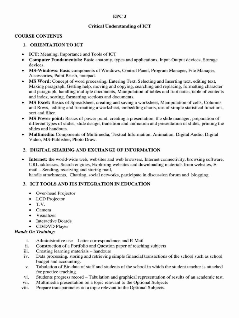EPC-3 (ICT) Final | PDF