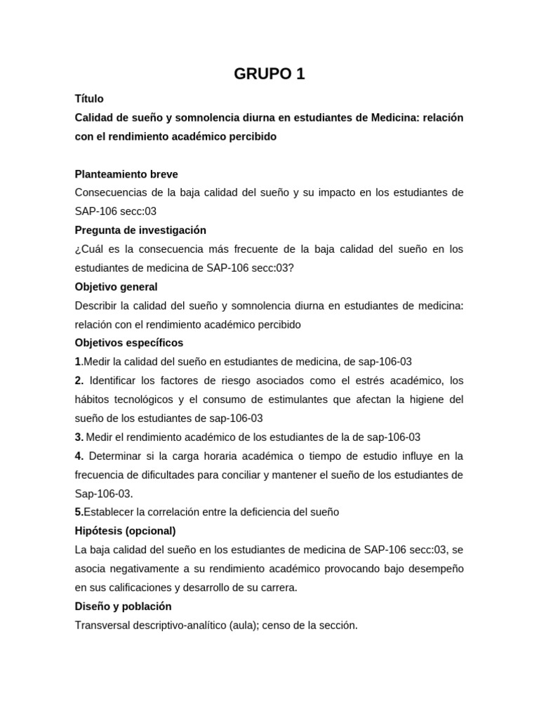 Pautas para El Trabao Final Sap 106 | PDF | Dormir | Insomnio
