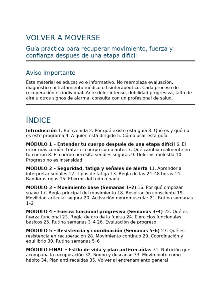 Volver A Moverse – Guía Práctica (versión Pdf) (1) | PDF | Dolor | Dormir