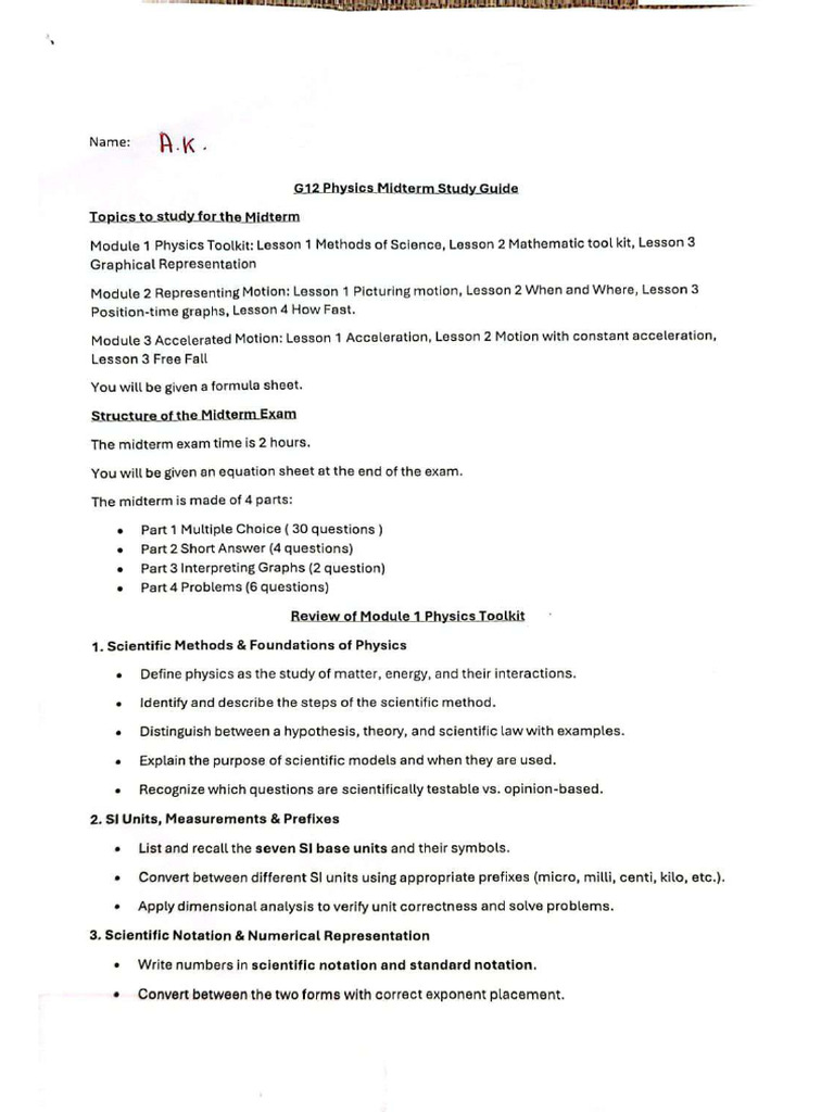 Physics Revision Packet Annswer Key(2) Copy | PDF