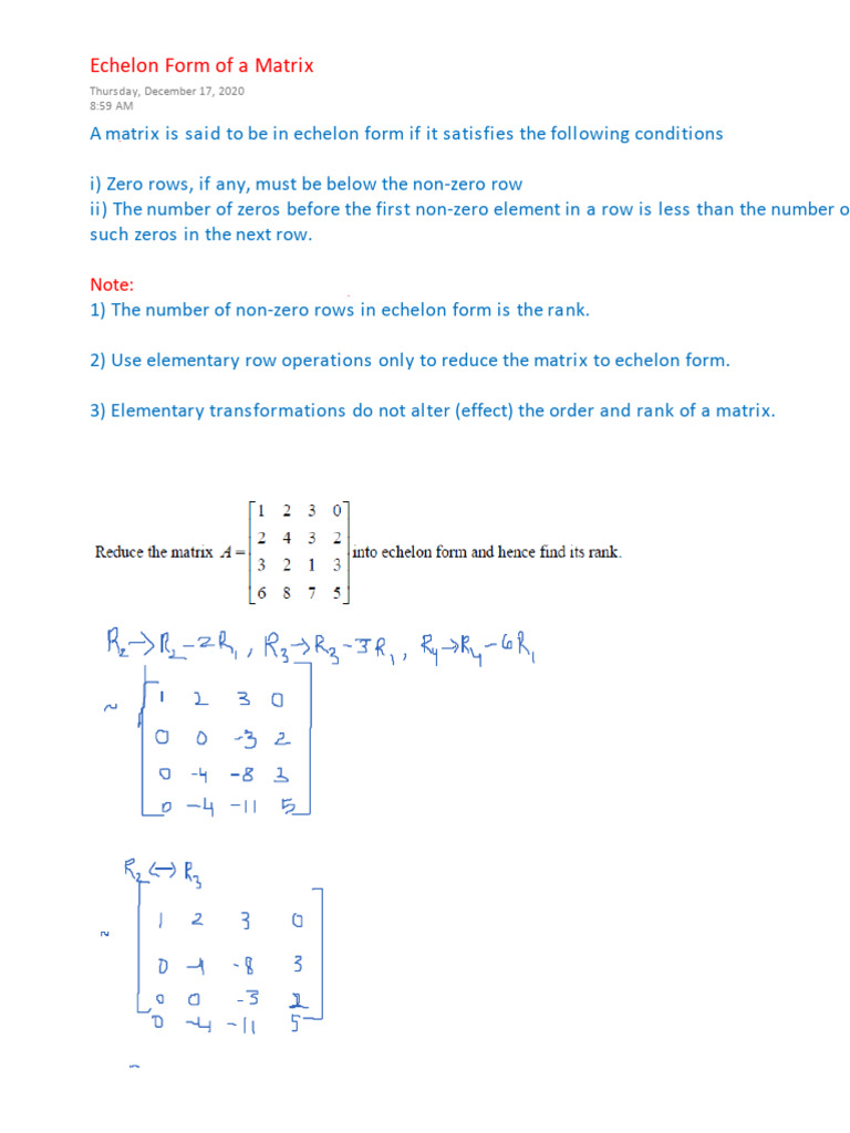 Echelon Form of a Matrix | PDF