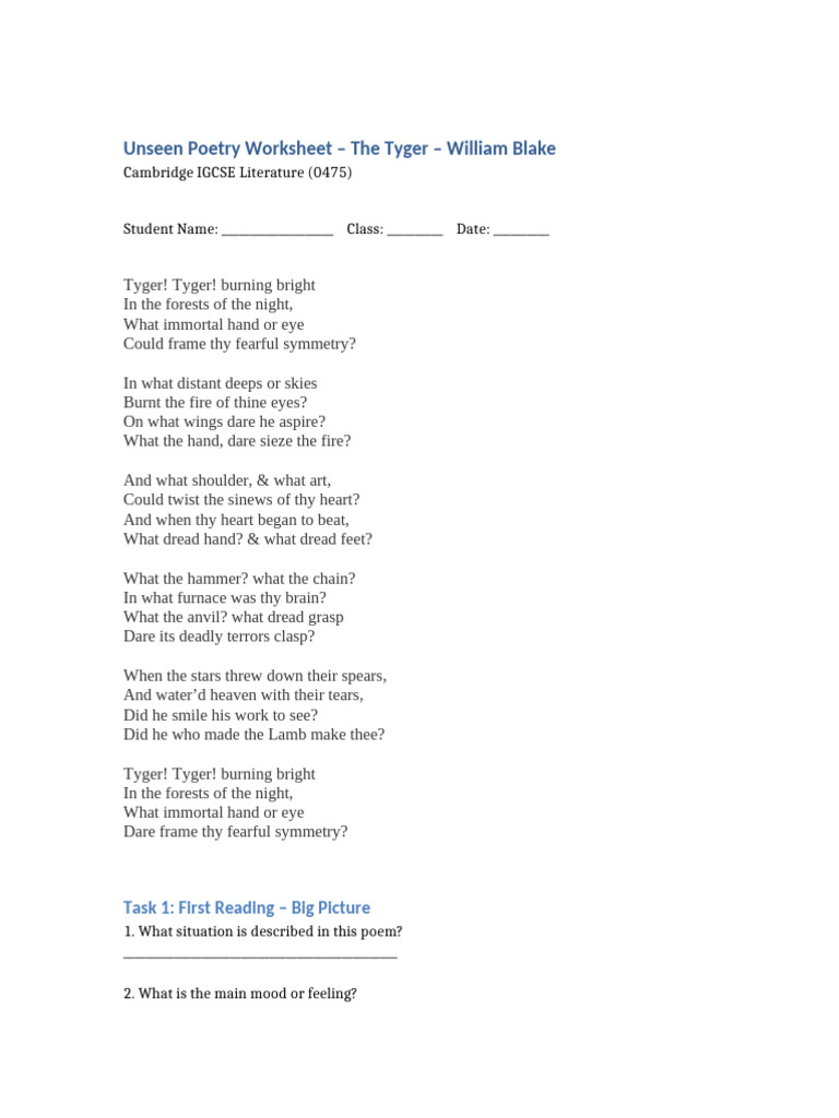 Unseen Poem Practice | PDF