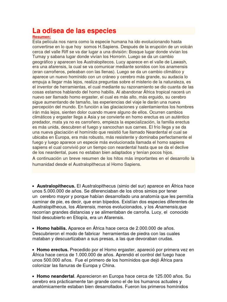 La Odisea de Las Especies | PDF | Homo | neanderthal