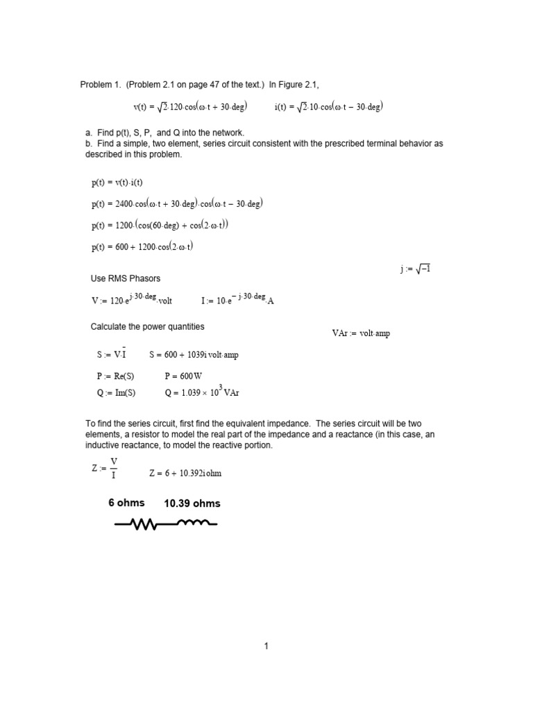 Electric Circuits Power Calculation Examples | PDF | Ac Power ...