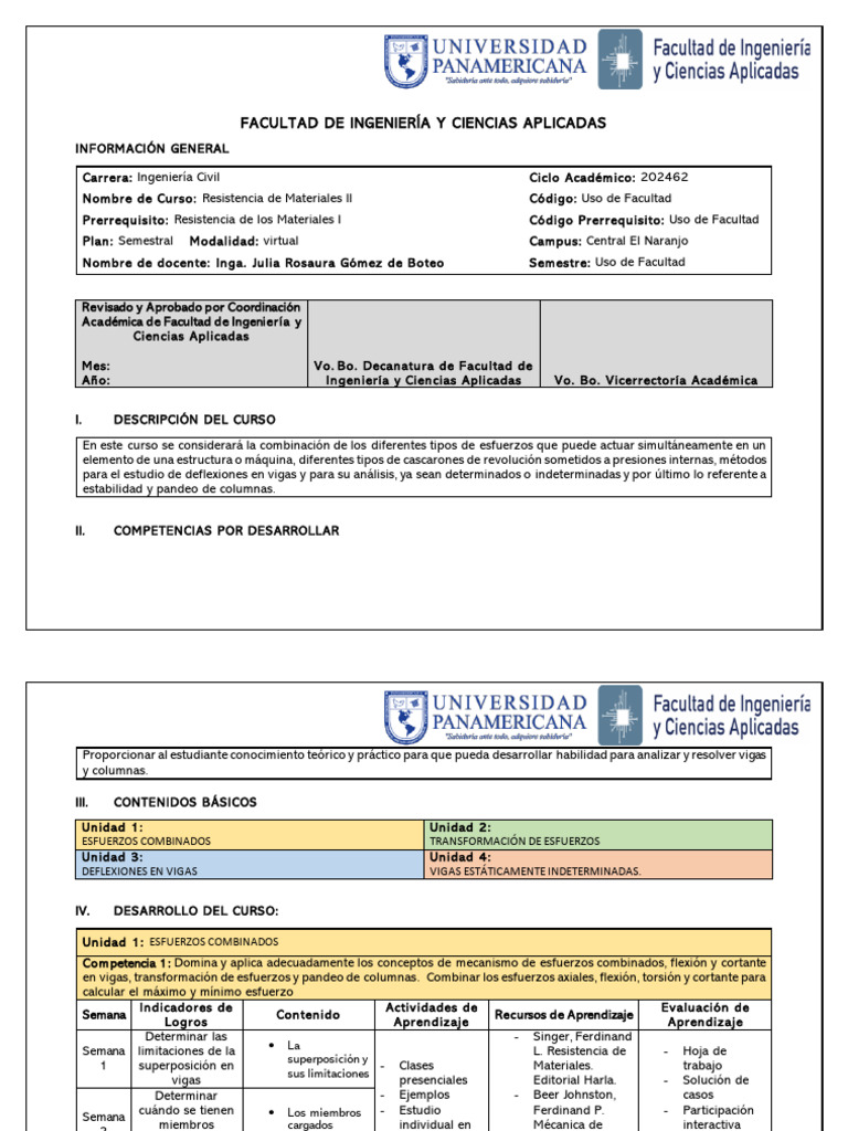 0 Programa Resistencia de Materiales II | PDF | Viga (Estructura) | Pandeo