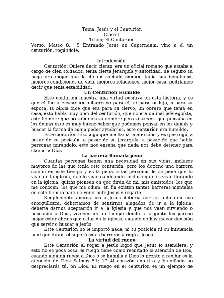 Jesús y El Centurión | PDF | Jesús | Salvación