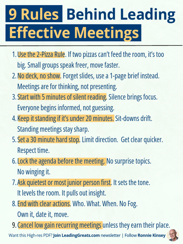 9 Rules of Effective Meetings by Ronnie Kinsey | PDF