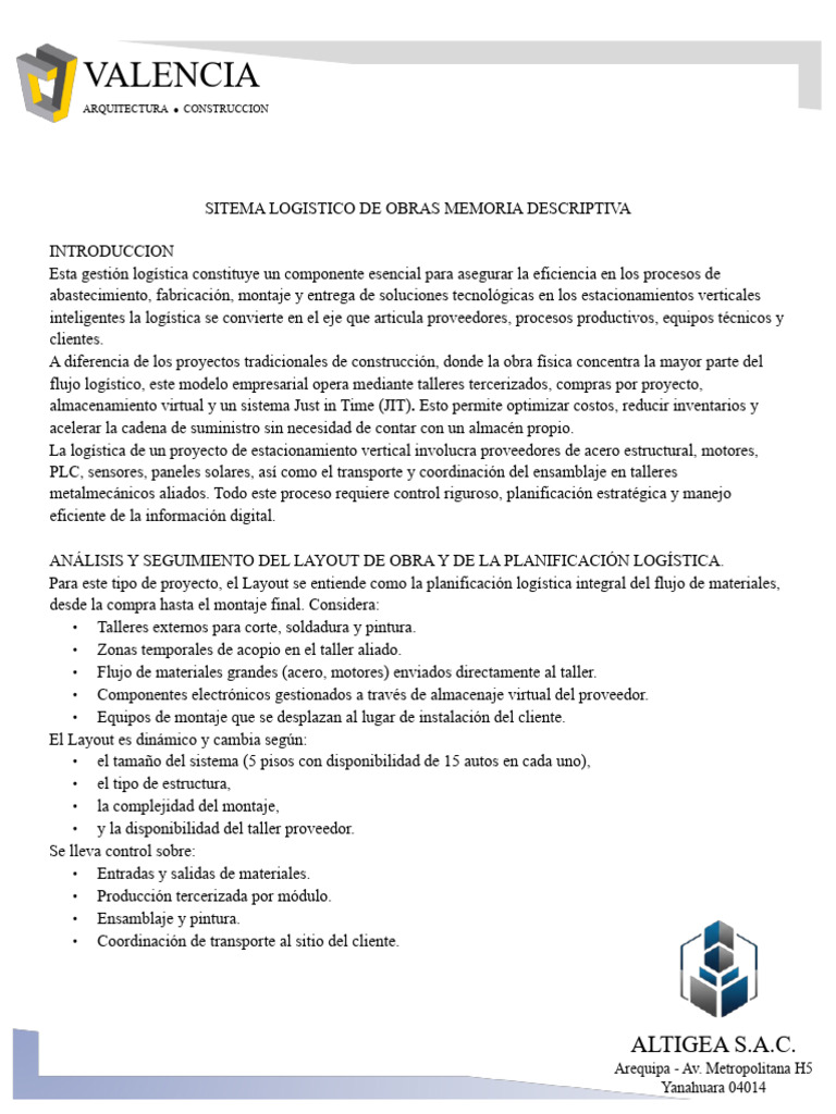 Plan de Logística _ ALTIGEA.. | PDF | Logística | Lean Manufacturing