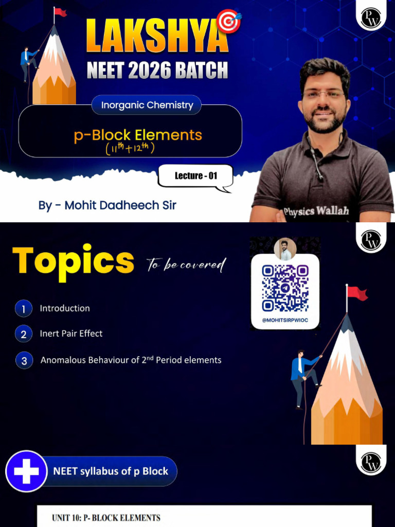 The P-Block Elements 01 Class Notes Lakshya NEET 2026-Merged | PDF