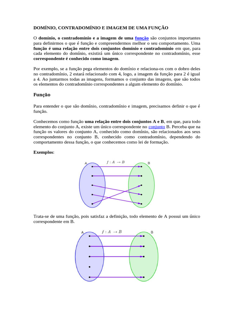 Domínio, Contradomínio e Imagem de Uma Função | PDF | Função ...