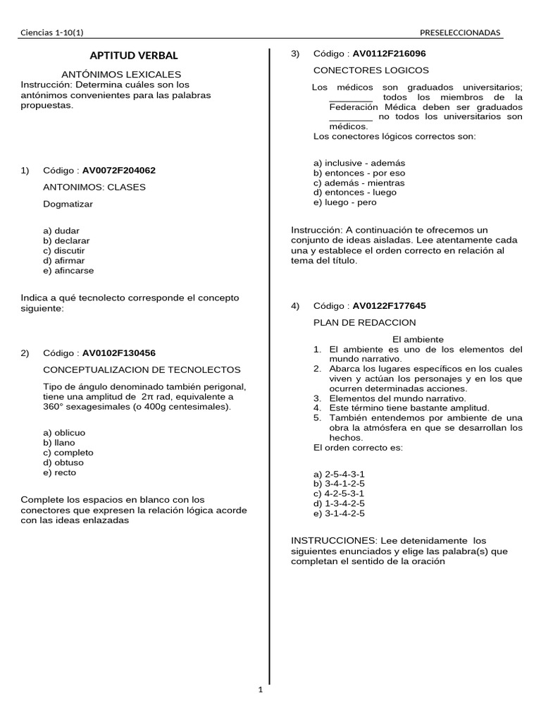 Ciencias 1 10(1) 18 de Agosto Estudiantes | PDF | Matemáticas | Parentesco